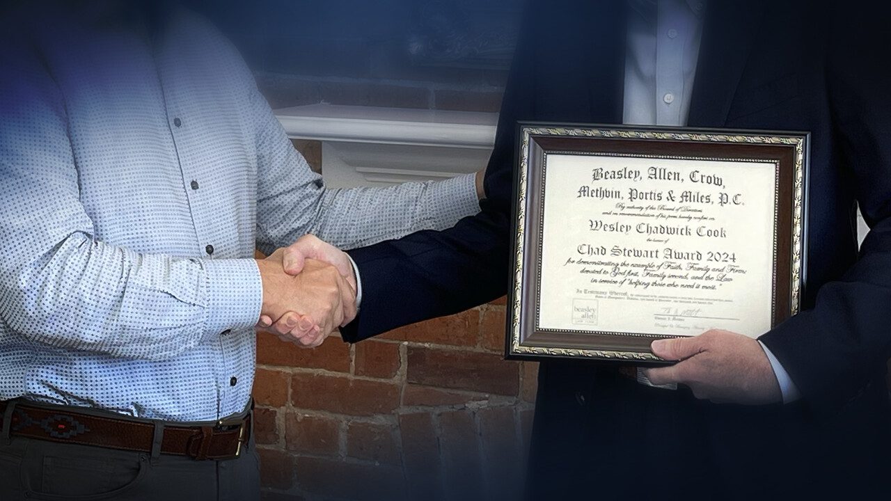 Chad Cook Receives Beasley Allen’s 2024 Chad Stewart Award | Beasley Allen